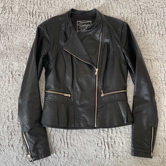 New Look | Jackets & Coats | New Look Leather Jacket Bike Zipper Xs S ...